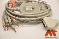 China Fukuda Denshi ECG Cable CP-104L - 10-Lead Patient Monitor Cable with 15-Pin DIN 3.0 Connector for sale
