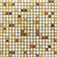 China Engraved Surface Crystal Glass Tile 300 X 300 Mm With Gold Classical Style for sale