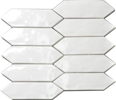China Residential Wall Backsplash Ceramic Subway Tile White Bevel Size 75x150mm for sale