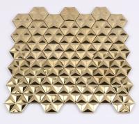 China 3D Gold Colorful Hexagon Metal Stainless Steel Mosaic Tile / Porcelain Mosaic Wall Tile for sale