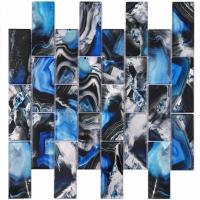 China Vertical Strip Wood Mix Ceramic Mosaic Tile For Backsplash , Interior Wall Decoration for sale