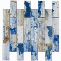 China Vertical Strip Wood Mix Ceramic Mosaic Tile For Backsplash , Interior Wall Decoration for sale