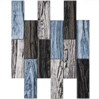 China Vertical Strip Wood Mix Ceramic Mosaic Tile For Backsplash , Interior Wall Decoration for sale