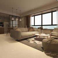 China Beige Satin Surface Porcelain Floor And Wall Tile Villa House Decoration 80x80cm for sale