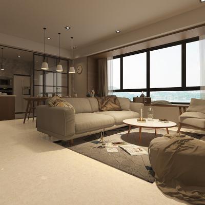 China Beige Satin Surface Porcelain Floor And Wall Tile Villa House Decoration 80x80cm for sale