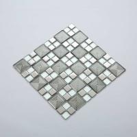 China Aluminium SS Mix Linear Mosaic Glass Tile For Kitchen Backsplash for sale