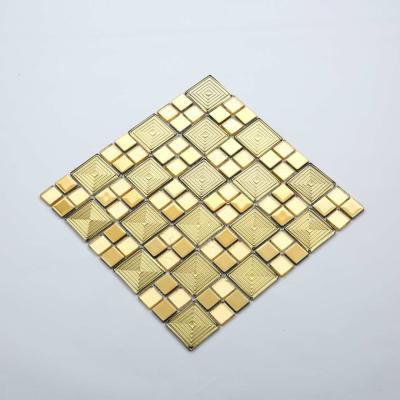 China Aluminium SS Mix Linear Mosaic Glass Tile For Kitchen Backsplash for sale