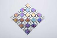 China Colorful Mixed Mosaic Glass Stainless Tile For Bedroom Decoration for sale