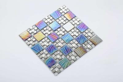China Colorful Mixed Mosaic Glass Stainless Tile For Bedroom Decoration for sale