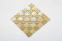 China Sliver Gloden Mosaic Stainless Crystal Glass Tile for sale