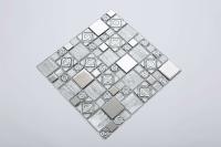 China Sliver Gloden Mosaic Stainless Crystal Glass Tile for sale