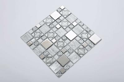 China Sliver Gloden Mosaic Stainless Crystal Glass Tile for sale