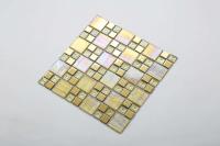 China Sliver Gloden Mosaic Stainless Crystal Glass Tile for sale