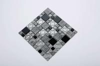 China Sliver Gloden Mosaic Stainless Crystal Glass Tile for sale
