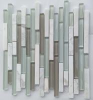 China Mesh Mounted Backgroud Wall Crystal Glass Tile Light Color for sale
