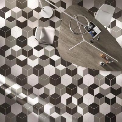 China Carrara White And Black Ceramic Hexagon Floor Tile for sale