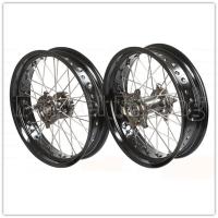 China Black Aluminum Alloy Motorcycle Supermoto Wheels Set with CNC Hub and 3.50-17