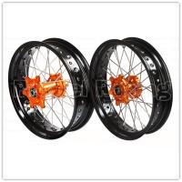 China Black Aluminum Alloy Motorcycle Supermoto Wheels Set with CNC Hub and 3.50-17