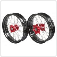 China Black Aluminum Alloy Motorcycle Supermoto Wheels Set with CNC Hub and 3.50-17