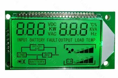 China BBI 7 Segment LCD Display 69.48x36mm TN Positive with Green LED Backlight for UPS Systems for sale