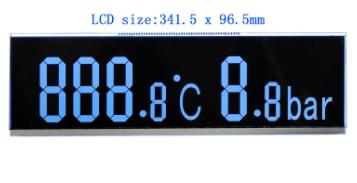 China Bar Type VA LCD Display 341.5x96.5mm High Contrast Black Segment Screen RGB Backlight 5.0V for sale