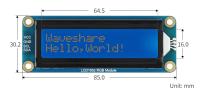 China 3.0V Monochrome LCD Display 16x2 Character Screen 170x57.6mm with ST7565R Driver IC for sale
