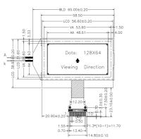 China Green LED Backlight 10 Pins Graphic 128x64 COG LCD Display Module with High Resolution for sale