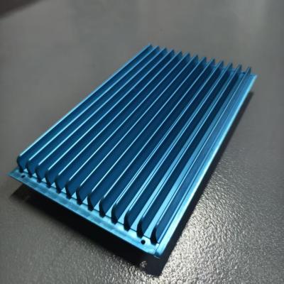China Anodized Blue Aluminum Extrusion Heat Sink with Straight Fins for PCB Cooling 100mm x 50mm for sale