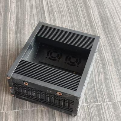 China Custom CNC Machined Black Anodized Aluminum Heatsink Chassis 120mm Fan Mount for Industrial Automation for sale