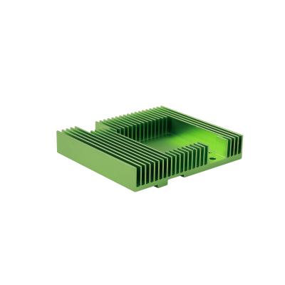 China Custom CNC Machined Green Anodized Aluminum Heat Sink 100mm Extruded Heatsink for sale