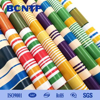 China Waterproof PVC Stripe Tarpaulin 2.7m Width for Outdoor Awning for sale