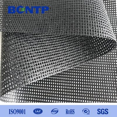 China Black Heavy Duty PVC Coated Polyester Mesh Fabric 440gsm 2500D for Dump Trailer Cover for sale
