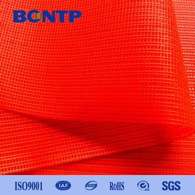 China PVC Coated Polyester Mesh Fabric 250g 1000D Fluorescent Orange Roll for Banners Tents for sale