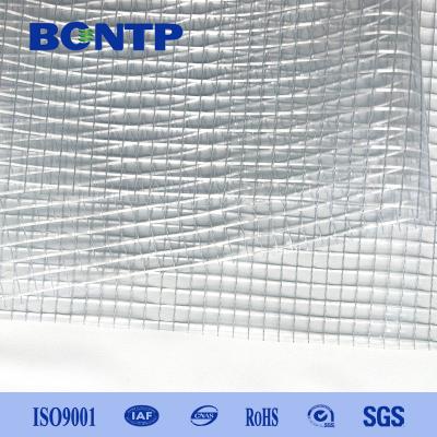 China 1000D Transparent PVC Mesh Tarpaulin 360g White Fabric for Greenhouse and Tent Windows for sale