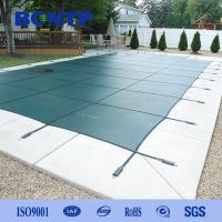 China 18x36ft Rectangle Inground Pool Safety Cover Green Mesh 210g for Swimming Pool Protection for sale