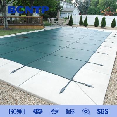 China 18x36ft Rectangle Inground Pool Safety Cover Green Mesh 210g for Swimming Pool Protection for sale