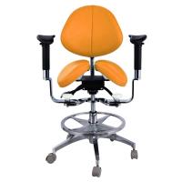 China Ergonomic Split Saddle Seat Dentist Stool Luxury Micro Fiber Leather Dental Swivel Saddle Chair for sale