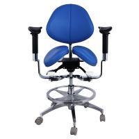 China Ergonomic Split Saddle Seat Dentist Stool Luxury Micro Fiber Leather Dental Swivel Saddle Chair for sale