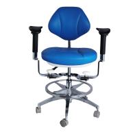China Ergonomic Design Dental Assistant Chair 5 Universal Wheels Dentsit Stool With Double Armrest for sale