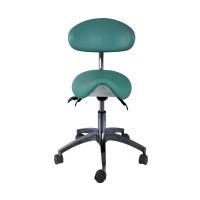 China 5 Universal Wheels Dentist Stool Green Color Metal Base Dentist Saddle Chair for sale