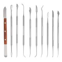 China Double-Ended Dental Sculpture Knife Stainless Steel 10pcs/ Set Dental Wax Carving Tools for sale