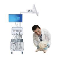 China Mobile Dental Unit Cart Dental Treatment Veterinary Pet Clinic Turbine With Air Compressor And Surgical Light for sale