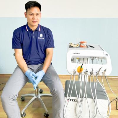 China Dental Clinic Use Mobile Dental Unit With Low Noise Build in Compressor Portable Dental Carts With Wheels for sale