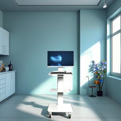 China Hospital Oral Scanner Mobile Nursing Cart 3 Layer Dental Cart Stainless Steel Mobile Trolley With Built-in Socket for sale