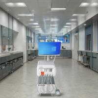 China 220V Mobile Dental Delivery Unit With Computer And Oral Camera Set Europe Standard Portable Dental Cart for sale