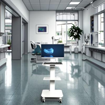 China Dental Hospital Equipment Computer Mobile Dental Cart Mobile Hospital Trolley Stainless Steel Mobile Cart With Brake for sale