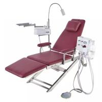 China Light Weight Foldable Dental Chair With Hanging Turbine Mobile Dental Treatment Chair With 550W Portable Air Compressor for sale