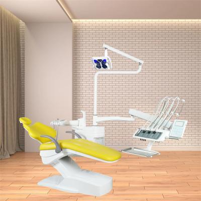 China Luxury New Design Dental Chair Unit 220V Silver Color Dental Operation Chair with Teeth Whitening Function Operation Light for sale
