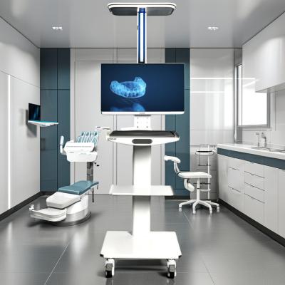 China White Color Dental Oral Scanner Mobile Cart with Monitor Holder Metal Dental Instrument Cart Portable Dental Trolley for sale
