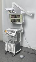China Portable Dental Workstation with LED Butterfly Whitening Light Integrated Air Water Mobile Dental Cart Autoclavable Silicone Pad for sale